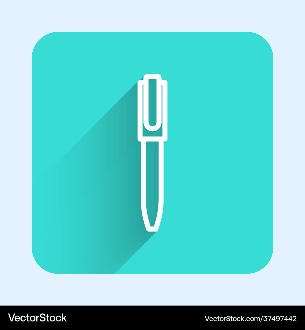 White line pen icon isolated with long shadow Vector Image