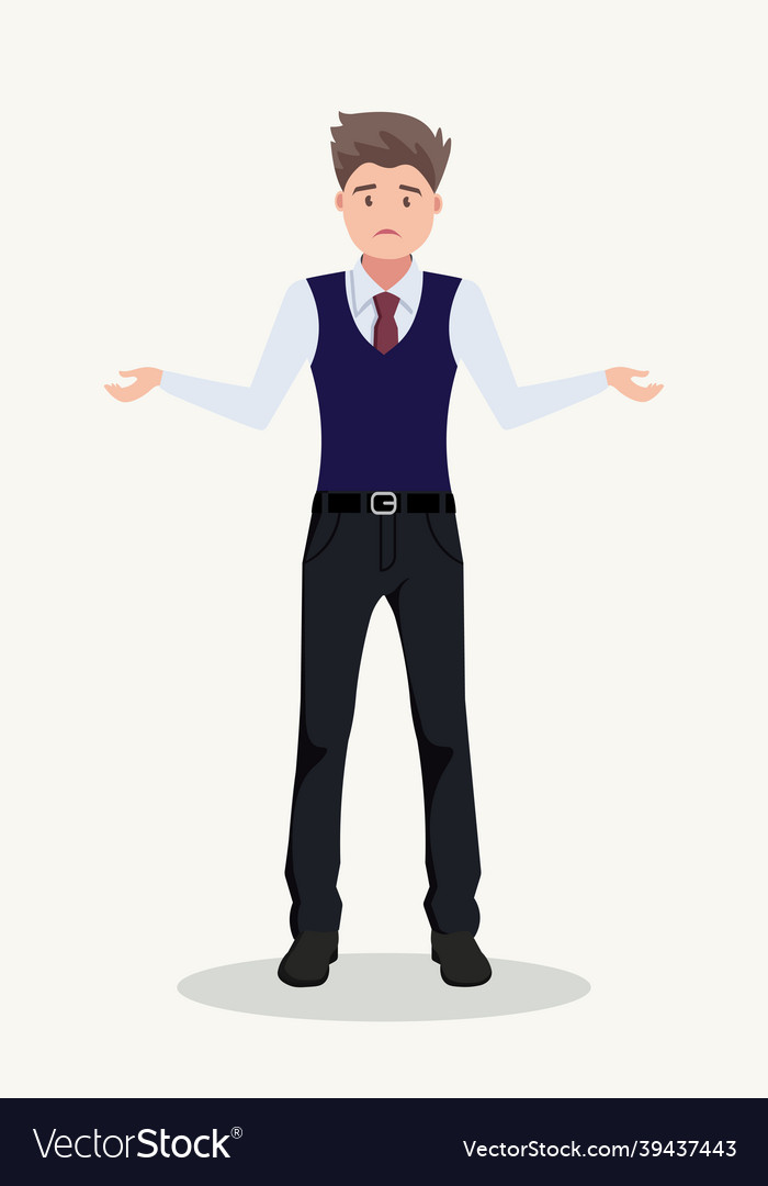 Business Man Spreads His Hands To The Sides Vector Image