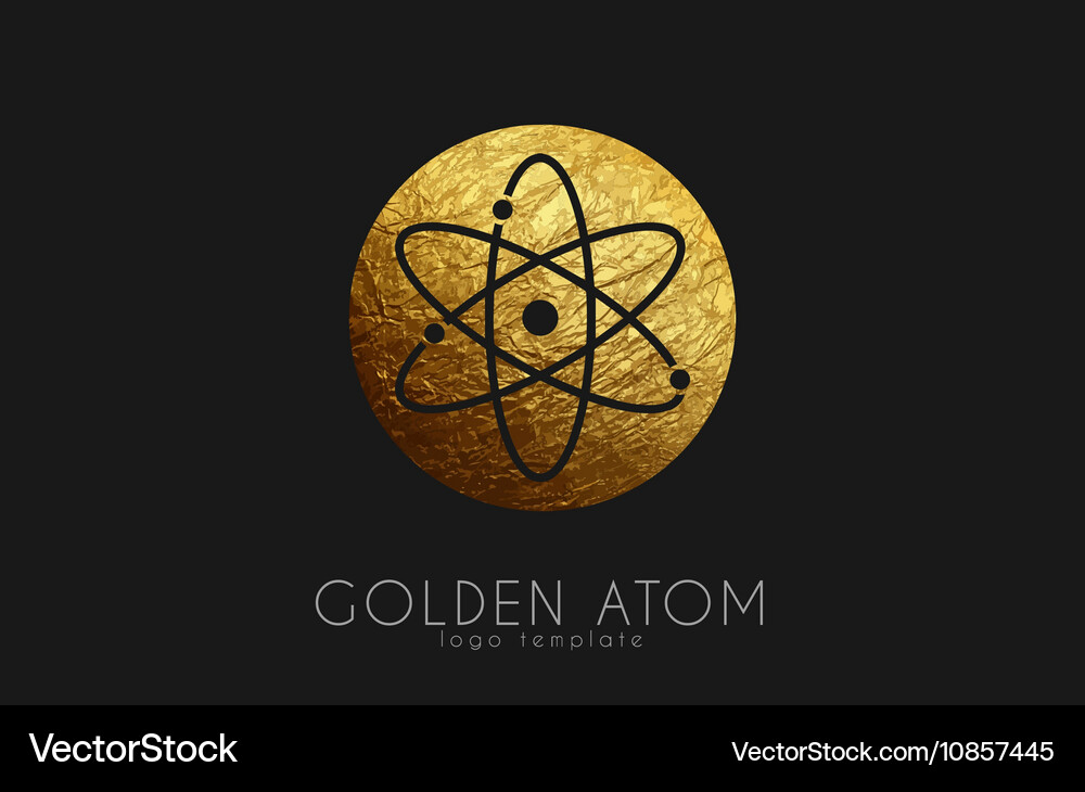 Atom symbol logo design color science Royalty Free Vector