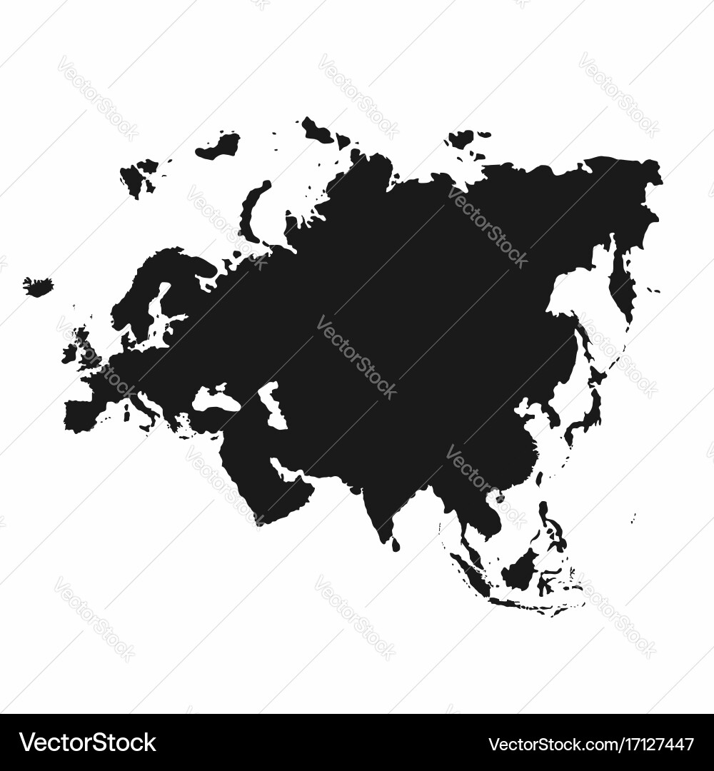Eurasia map monochrome continent icon Royalty Free Vector