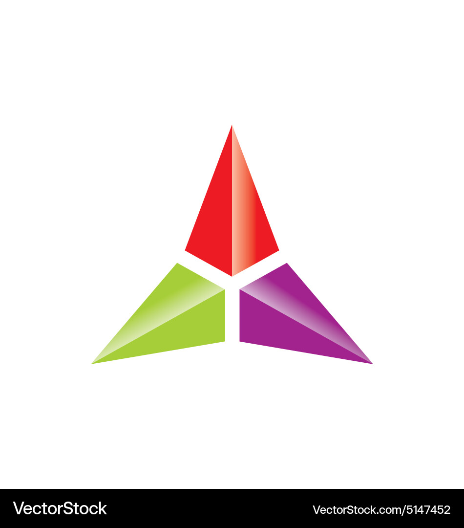 Triangle three star color technology logo Vector Image