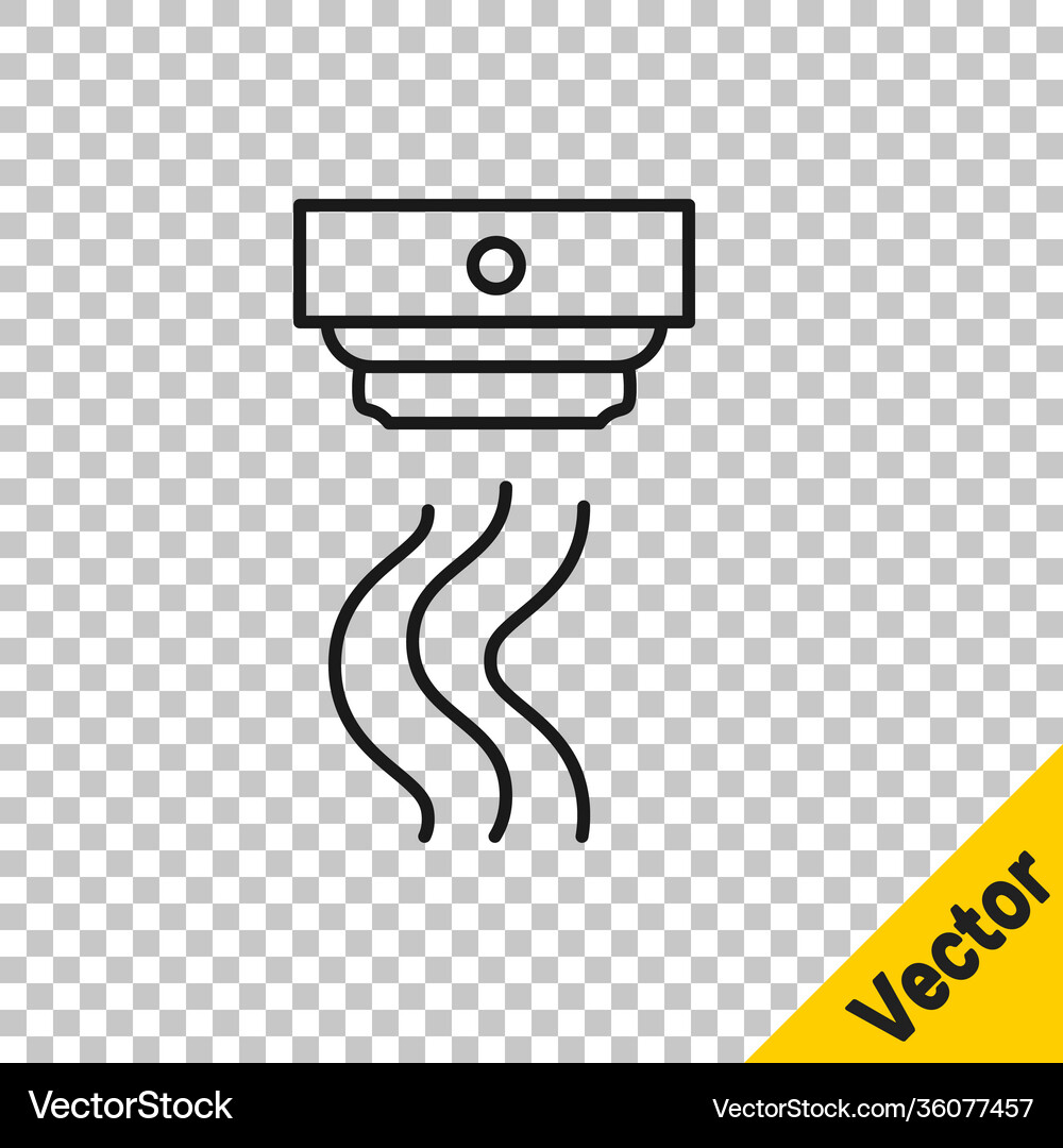 Black line smoke alarm system icon isolated Vector Image