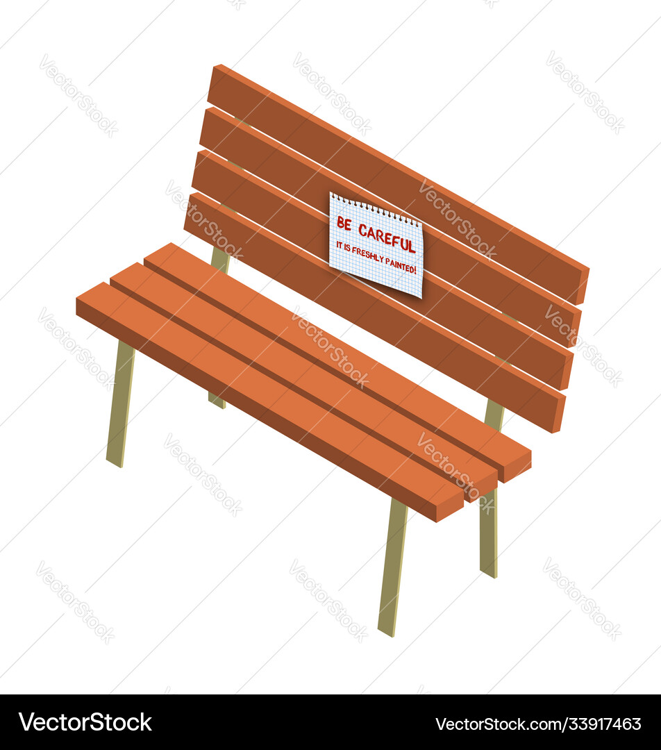 Park bench in isometry with a sheet paper Vector Image