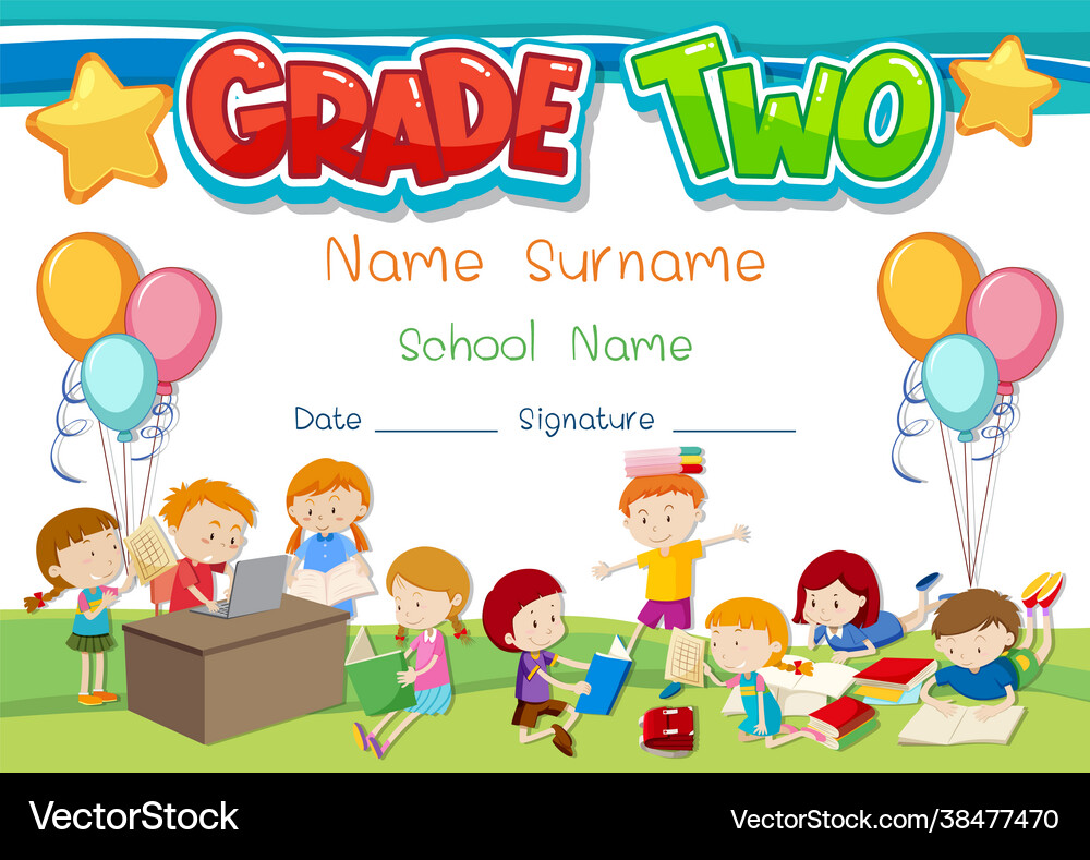 Grade two diploma or certificate template Vector Image