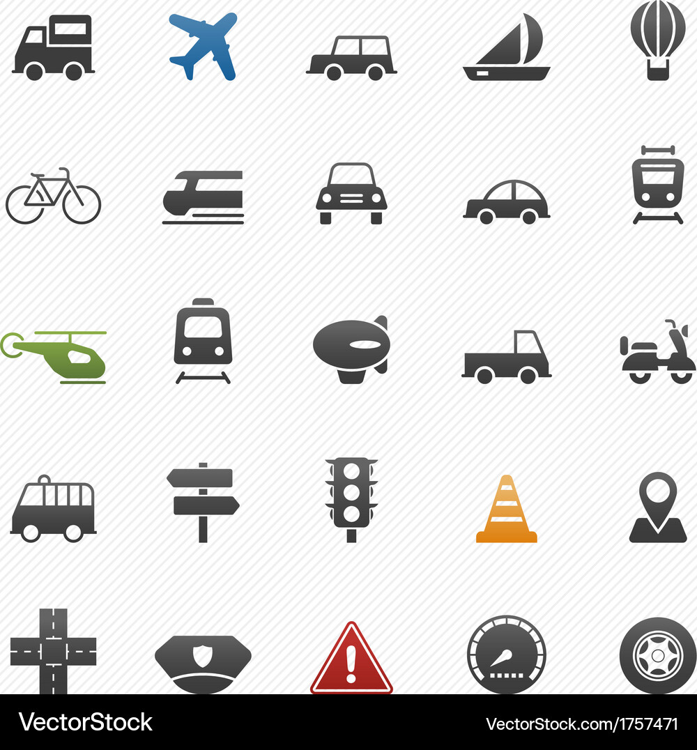Transport symbol icon set Royalty Free Vector Image