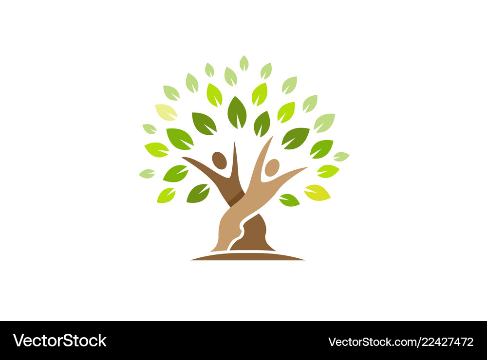 Creative people tree logo Royalty Free Vector Image