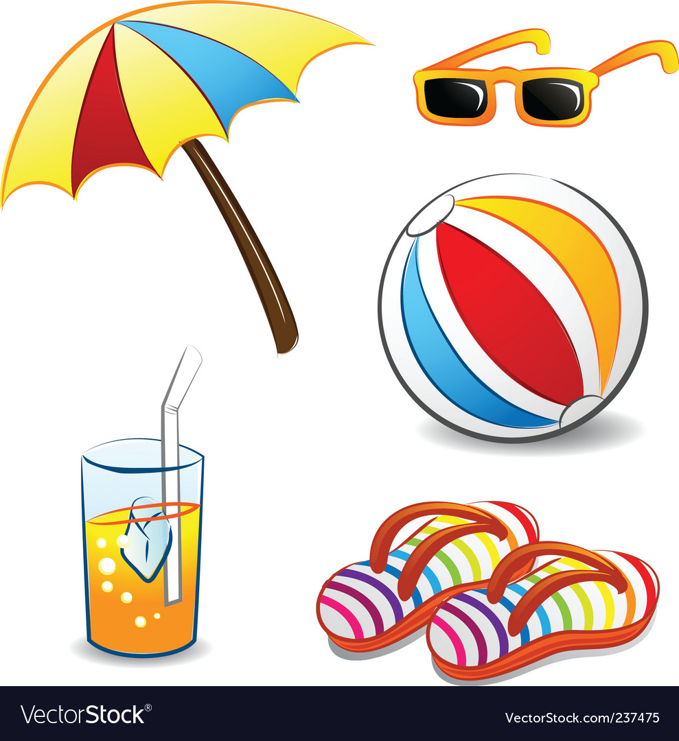 Summer objects Royalty Free Vector Image - VectorStock