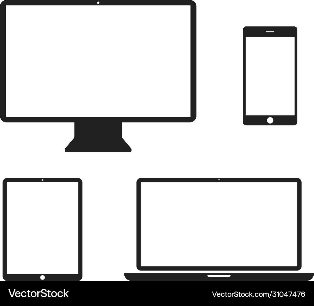 Black devices icon on white background phone Vector Image