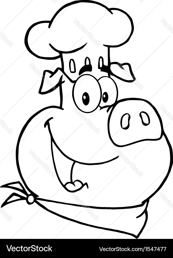 Pig chef cooking pork cartoon Royalty Free Vector Image - VectorStock