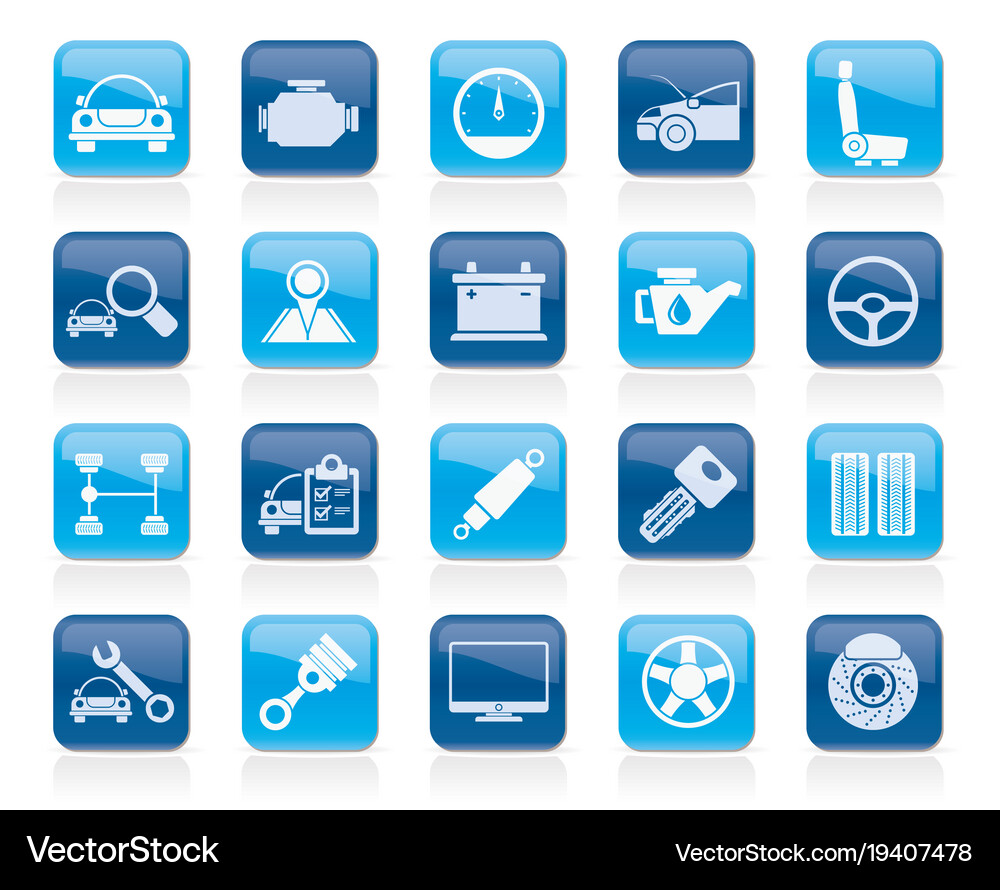 Auto service and car part icons Royalty Free Vector Image