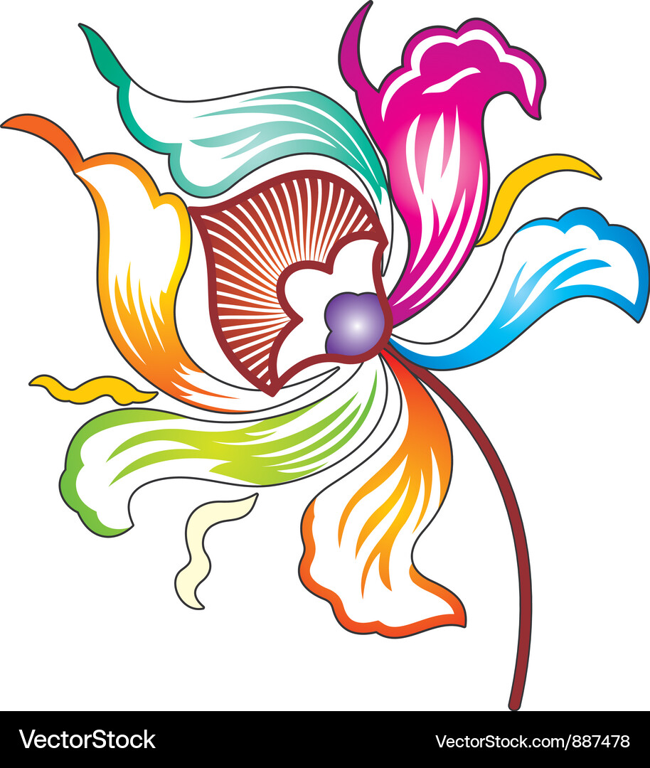 Fancy Multi Colour Flower Royalty Free Vector Image