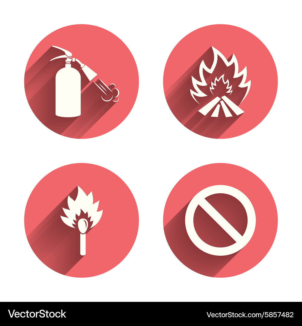 Fire flame icons prohibition stop symbol Vector Image