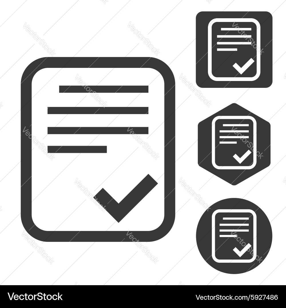 Approved document icon set monochrome Royalty Free Vector