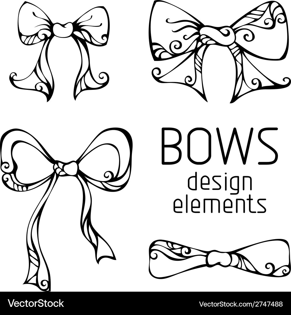 Set of hand-drawn bows Royalty Free Vector Image