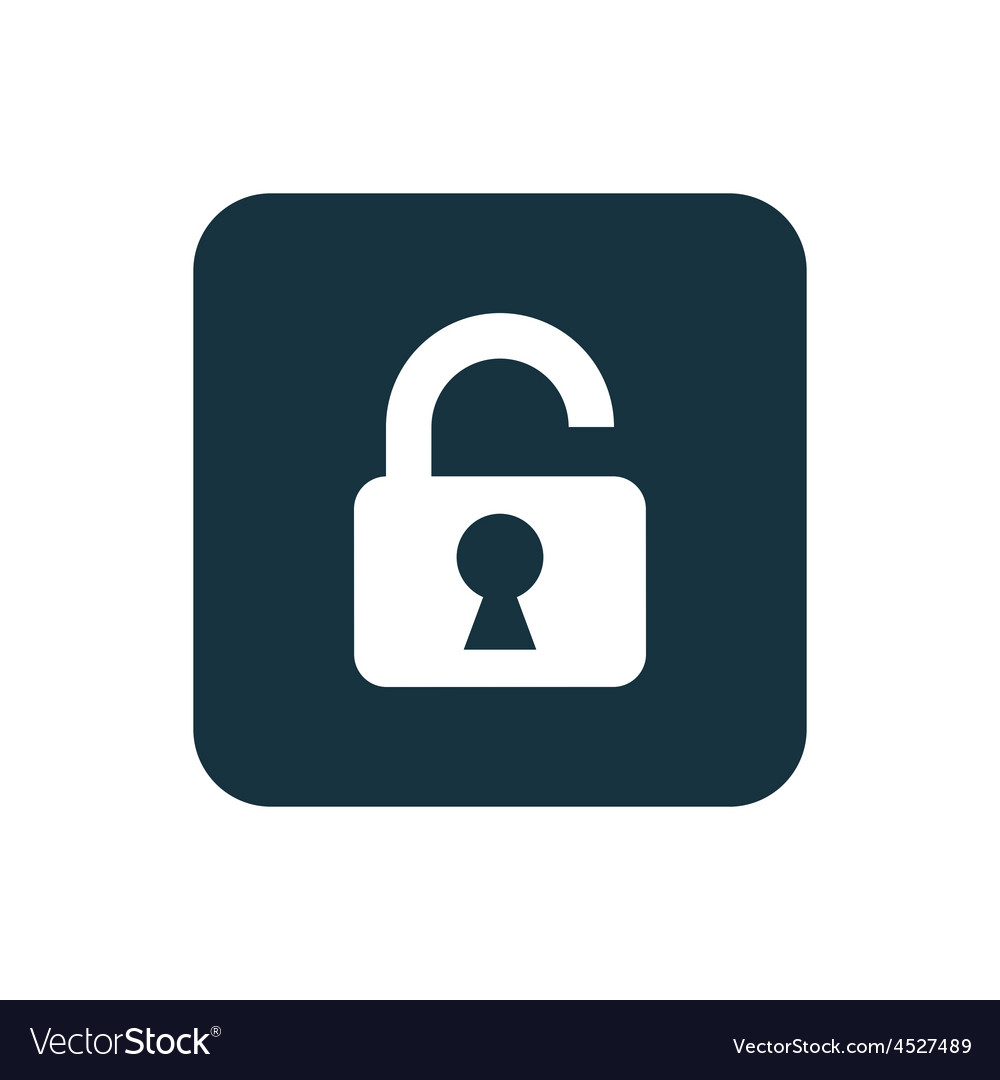 Unlock icon rounded squares button Royalty Free Vector Image