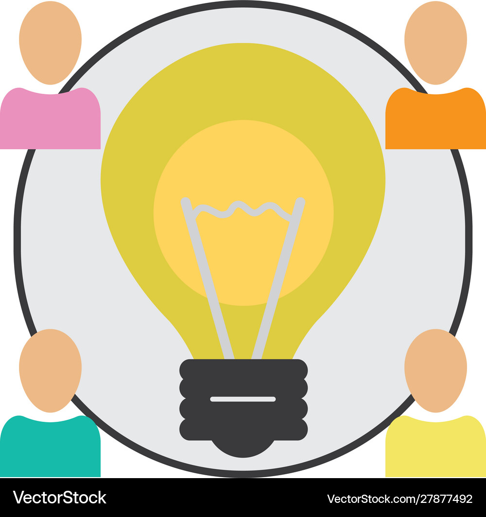 People team bulb connection idea icon flat style Vector Image