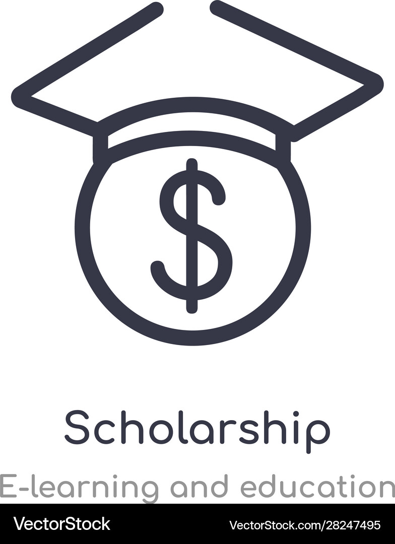 Scholarship outline icon isolated line from Vector Image