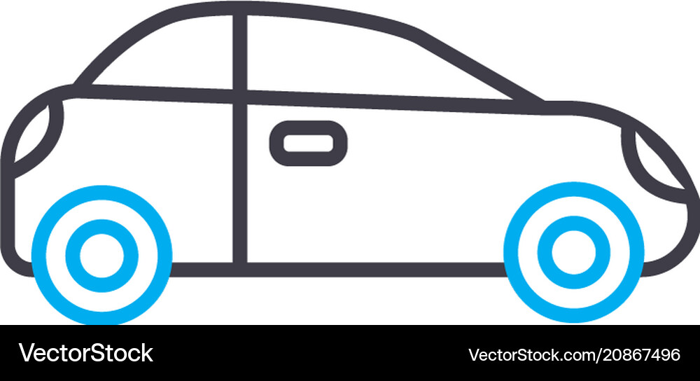 Small car thin line stroke icon car Royalty Free Vector