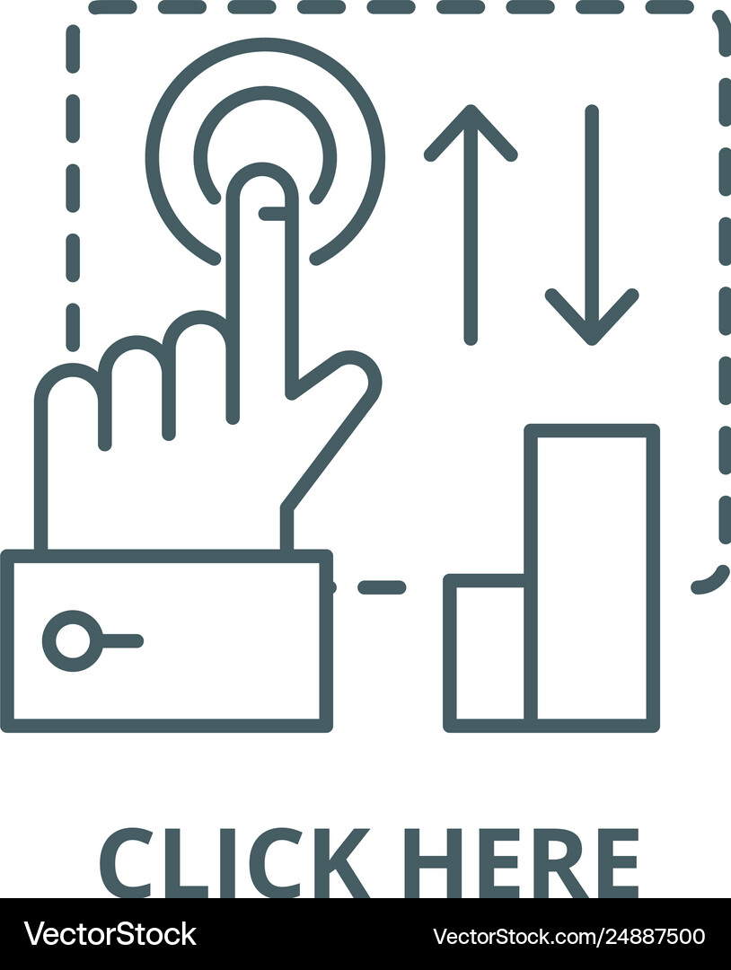 Click here line icon here outline Royalty Free Vector Image