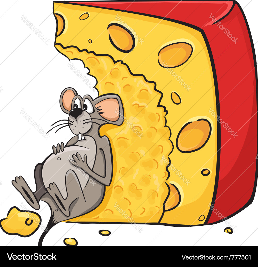 Mouse with cheese Royalty Free Vector Image - VectorStock