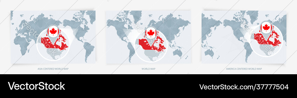 Three versions world map with enlarged Royalty Free Vector