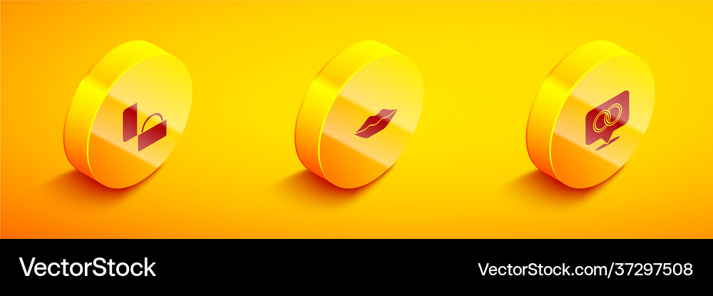 Set isometric diamond engagement ring smiling Vector Image