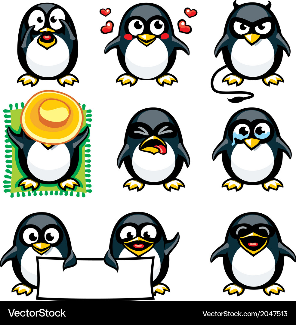 Smiley penguins Royalty Free Vector Image - VectorStock