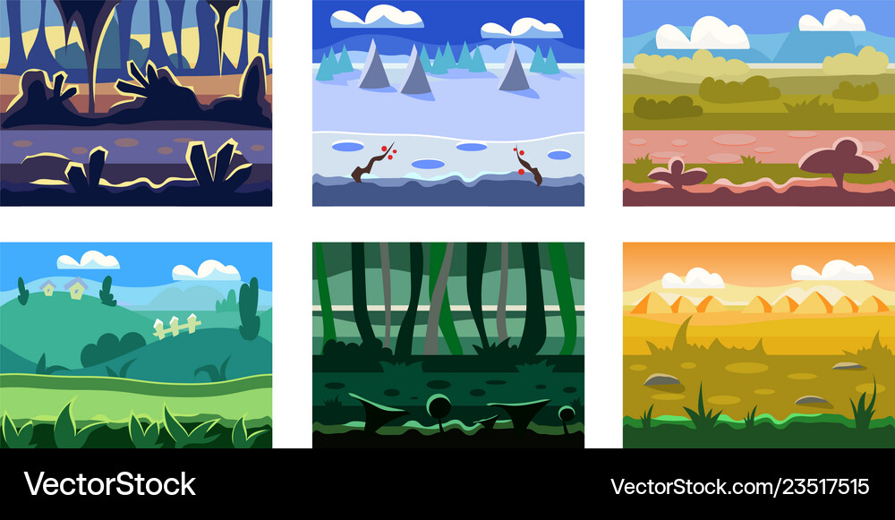 Flat set 6 seamless backgrounds Royalty Free Vector Image