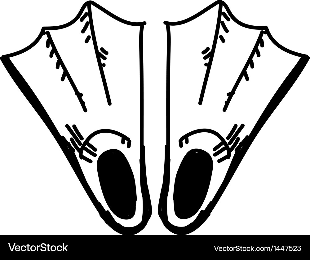 Swim fins sketch Royalty Free Vector Image - VectorStock