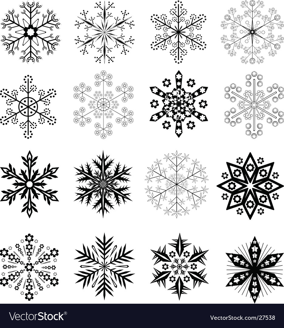 Black and white snowflakes set Royalty Free Vector Image