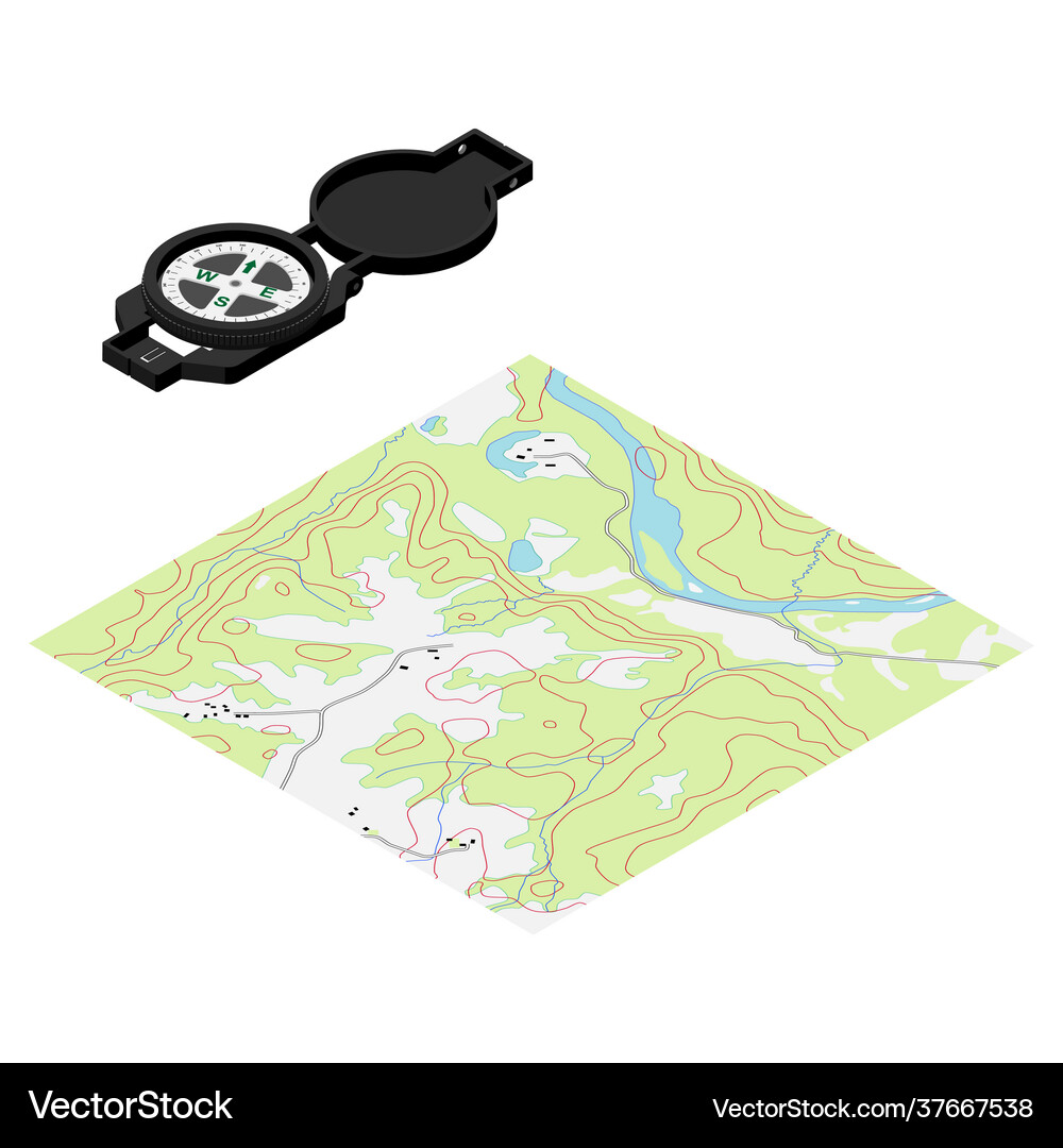 Compass and topographic map adventure concept Vector Image
