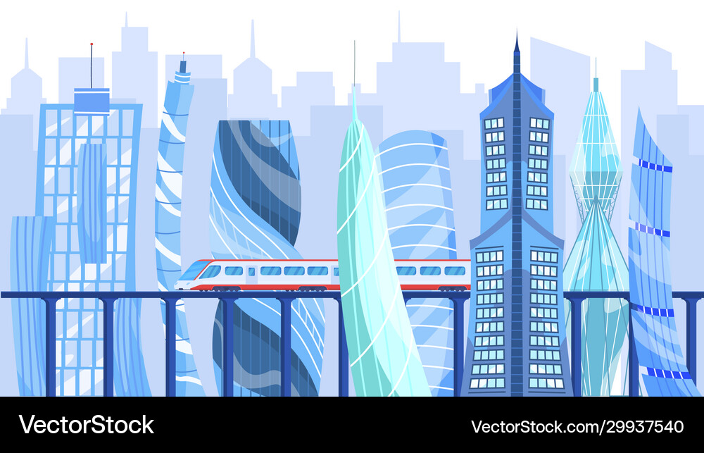 Modern architecture and transport in metropolis Vector Image