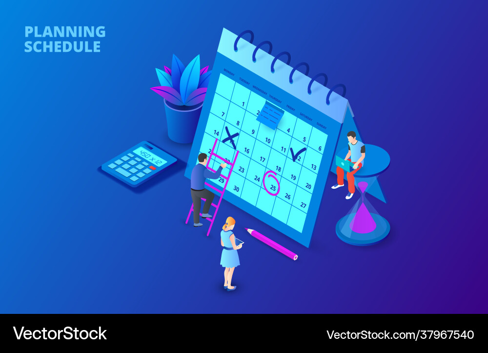 Planning schedule concept with characters Vector Image