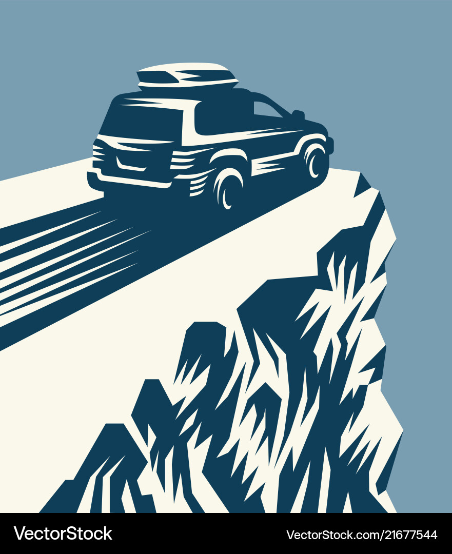 Car on a rock Royalty Free Vector Image - VectorStock