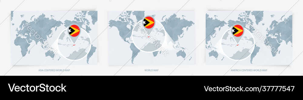 Three versions world map with enlarged Royalty Free Vector