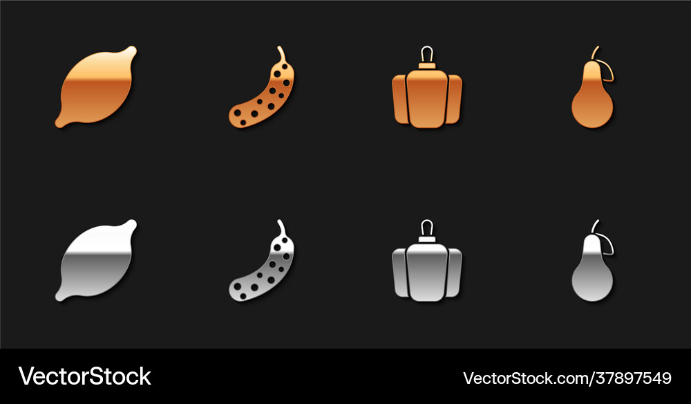 Set lemon fresh cucumber bell pepper and pear Vector Image
