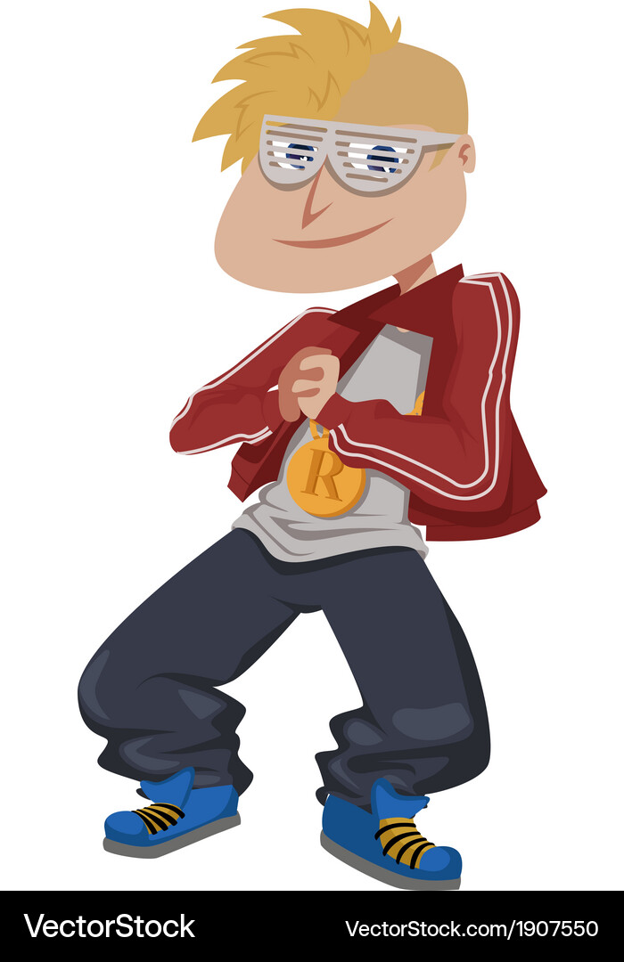 White cartoon rapper Royalty Free Vector Image