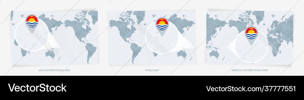 Three versions world map with enlarged Royalty Free Vector