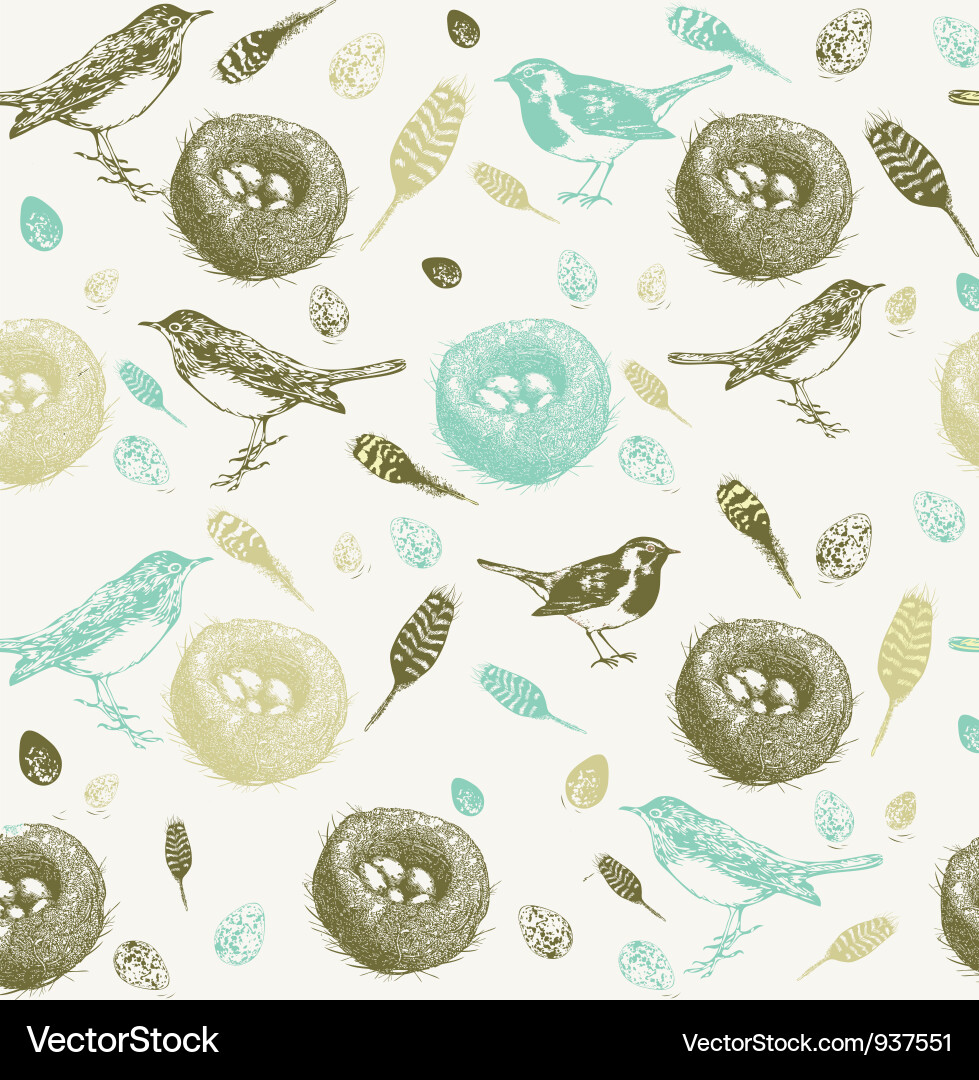 Vintage Bird Nest Pattern Royalty Free Vector Image
