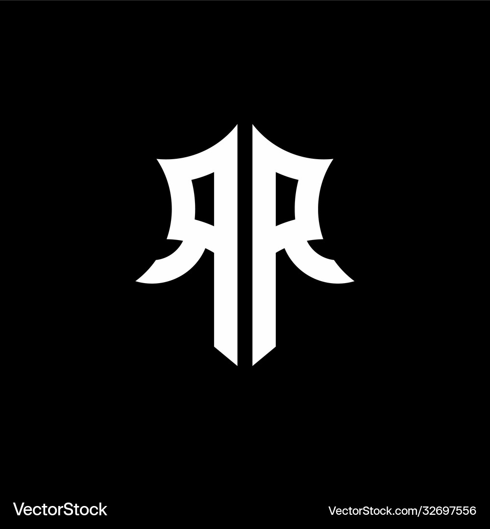 Rr monogram logo with a sharp shield style Vector Image