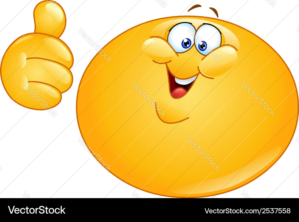 Fat emoticon with thumb up Royalty Free Vector Image