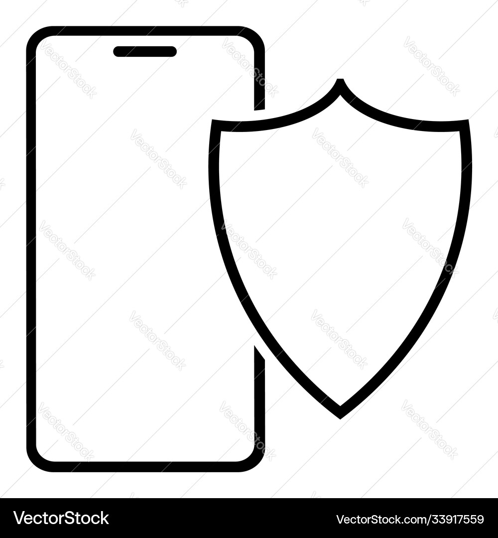 Smartphone icon under shield protection Royalty Free Vector