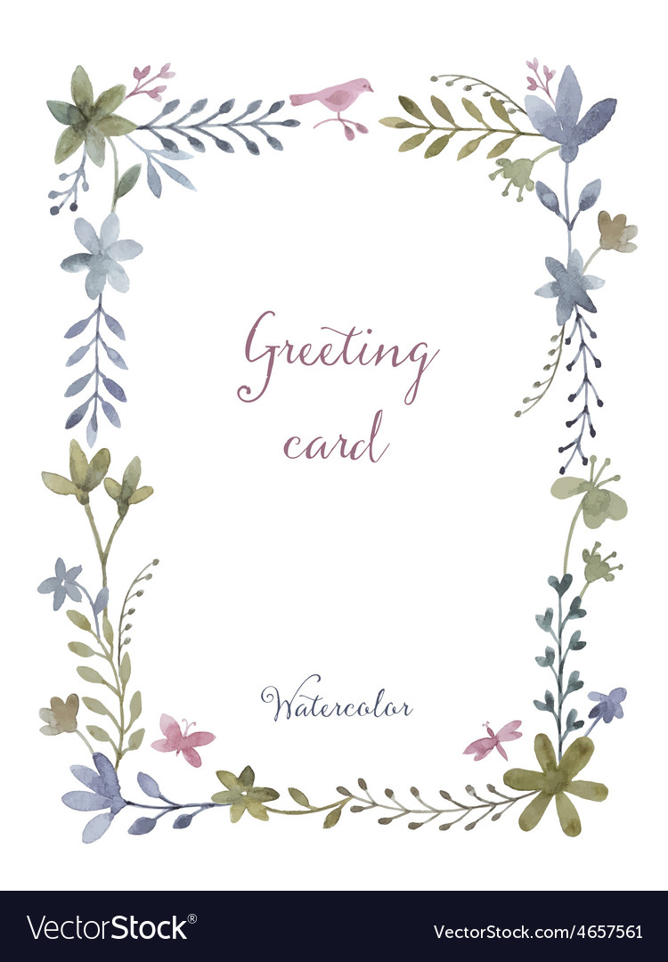 Watercolor rectangular frame Royalty Free Vector Image