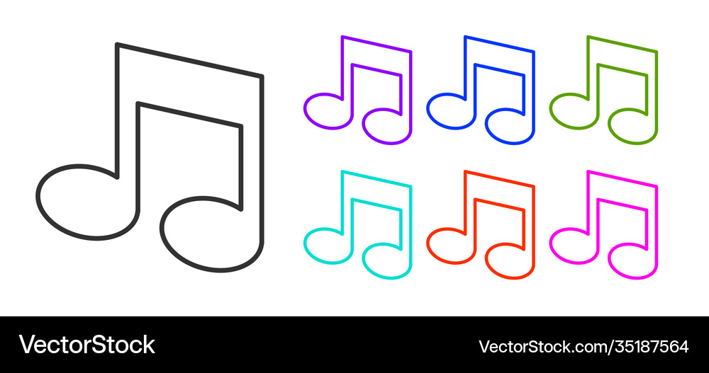 Black line music note tone icon isolated on white Vector Image