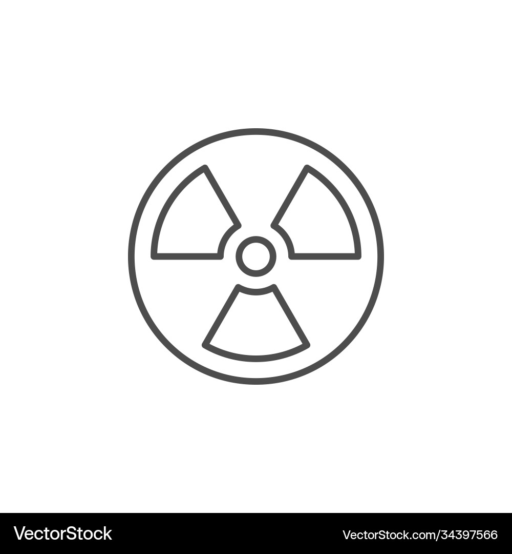 Radiation or nuclear caution line outline icon Vector Image