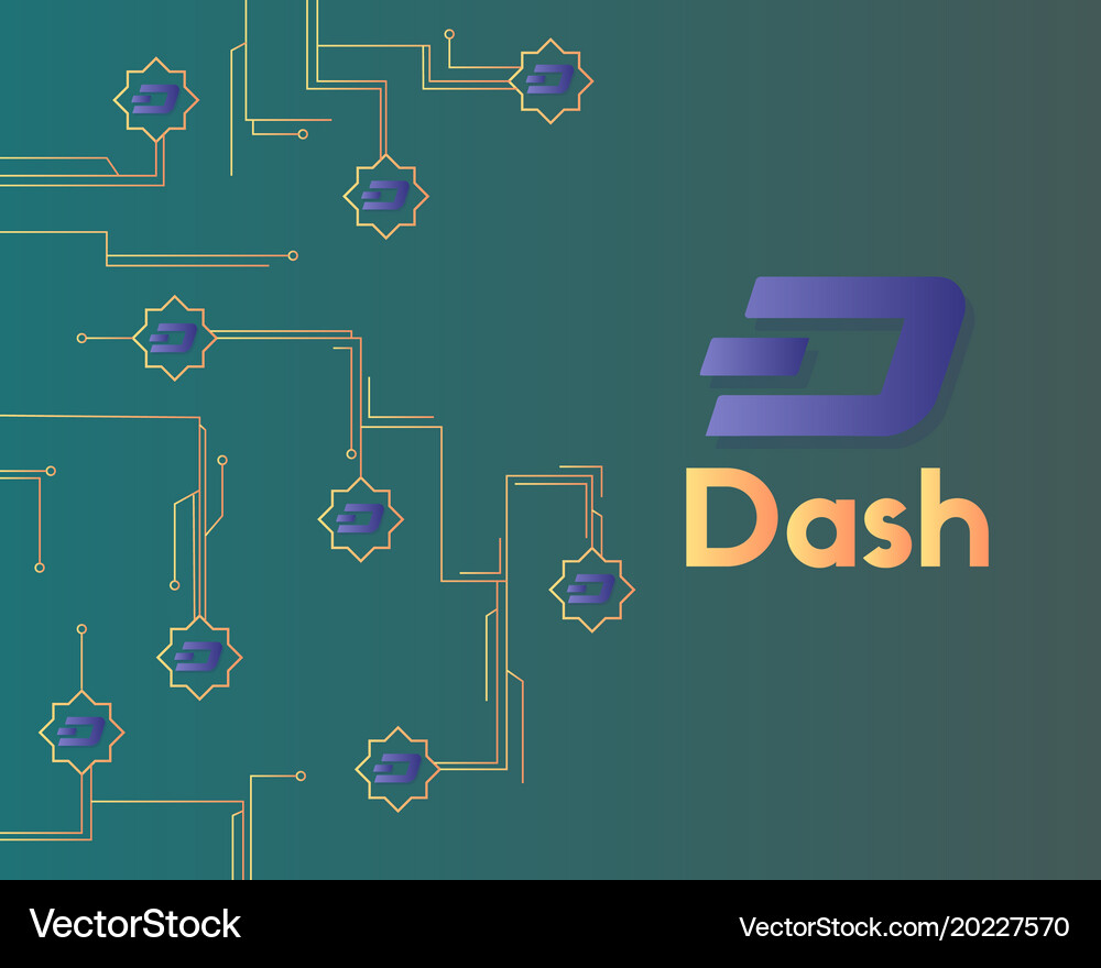 Dash blockchain technology with circuit background