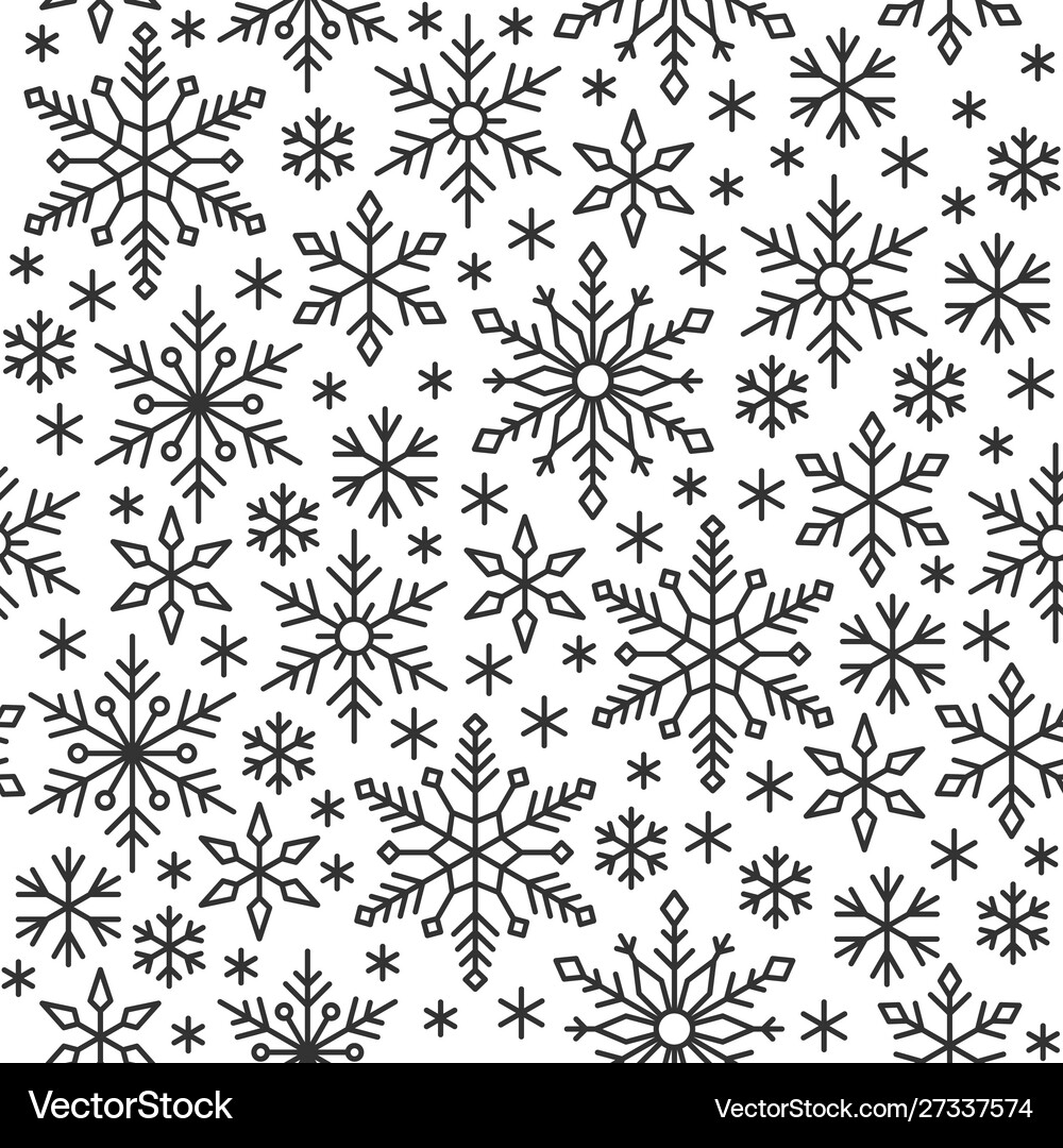 Snow flake line seamless pattern winter background