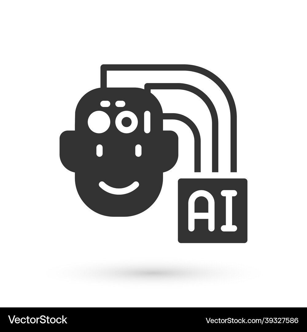 Grey humanoid robot icon isolated on white Vector Image