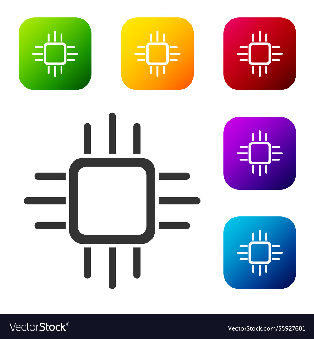 Black computer processor with microcircuits cpu Vector Image