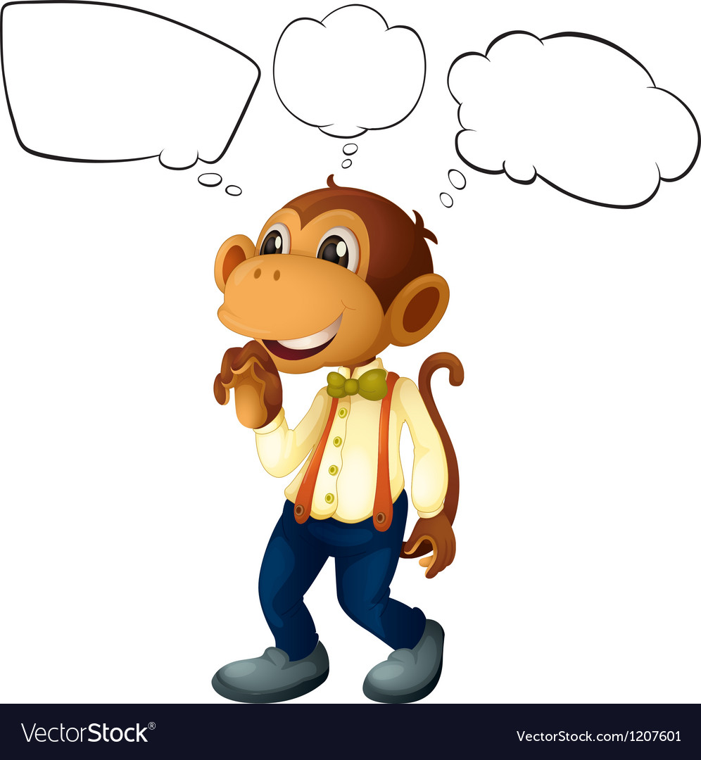 Cartoon Thinking Monkey Royalty Free Vector Image